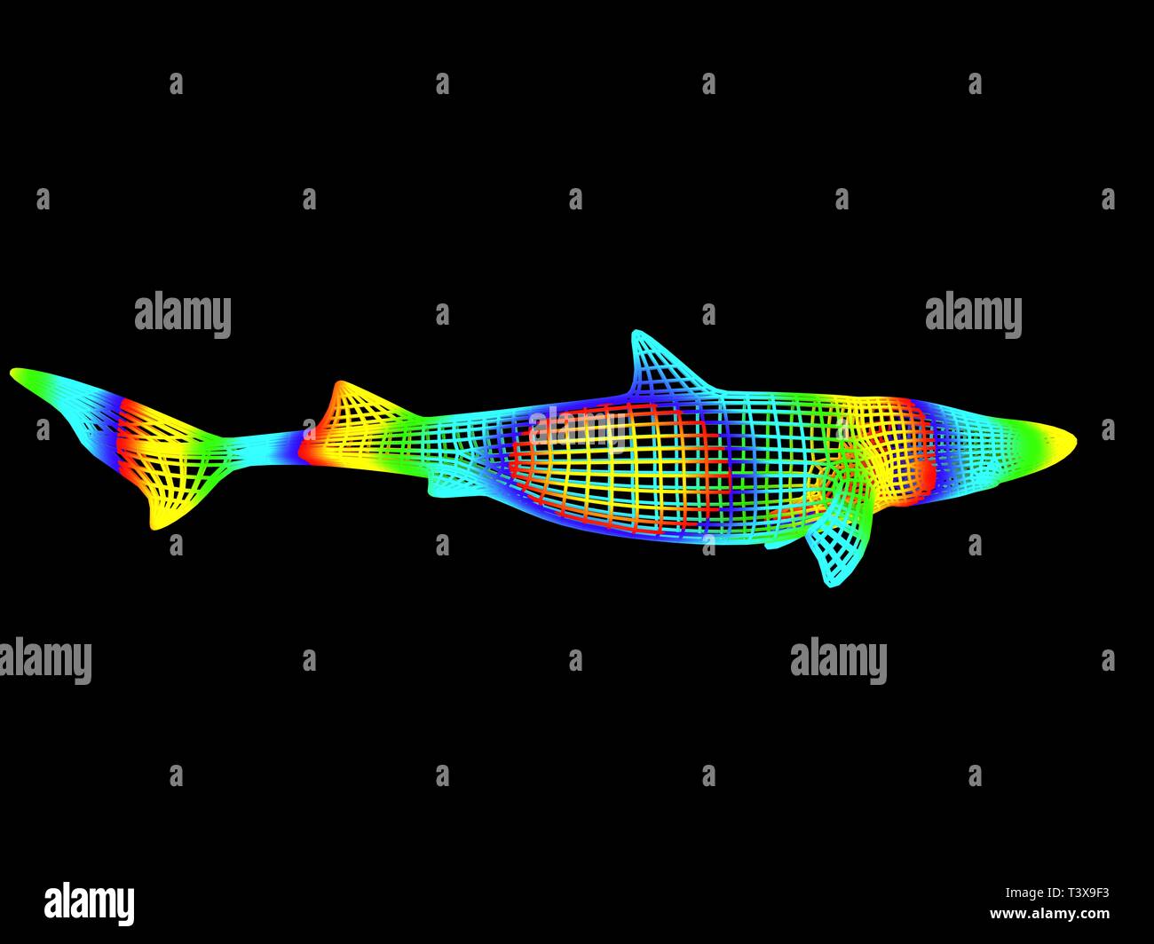 3d rendering of a colorful dino isolated on black background Stock ...