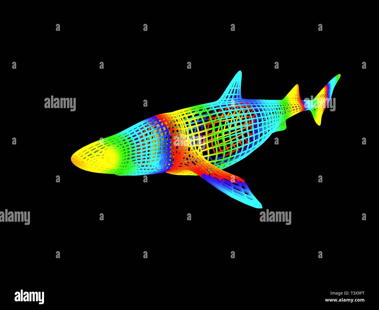 3d rendering of a colorful dino isolated on black background Stock ...