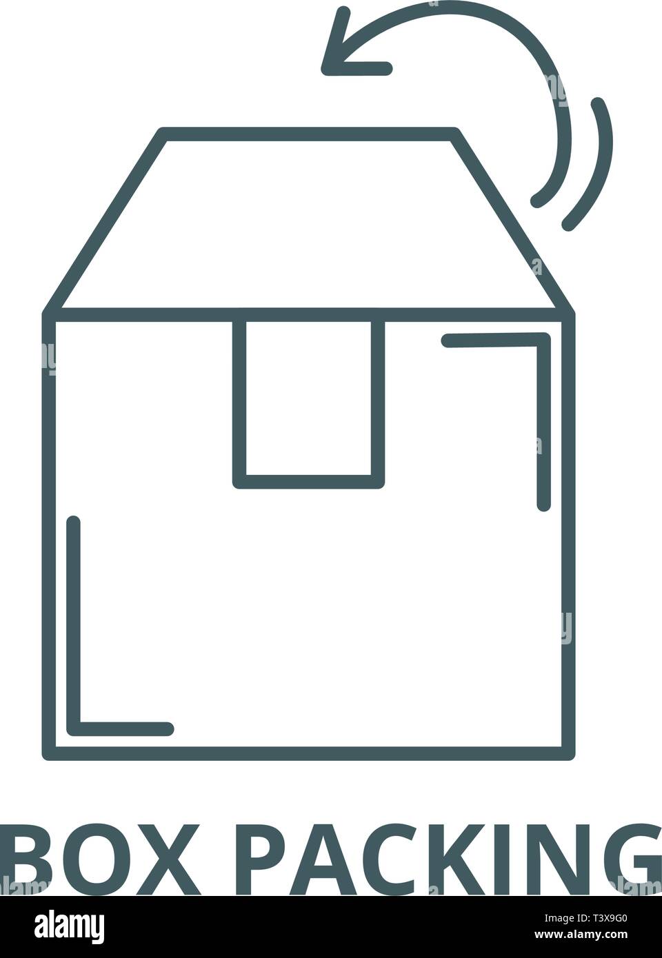 Box packing line icon, vector. Box packing outline sign, concept symbol ...