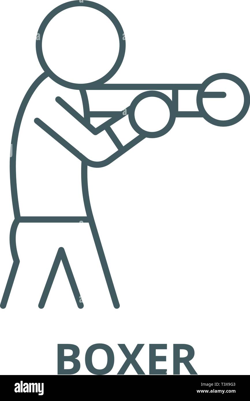 Boxer line icon, vector. Boxer outline sign, concept symbol, flat ...