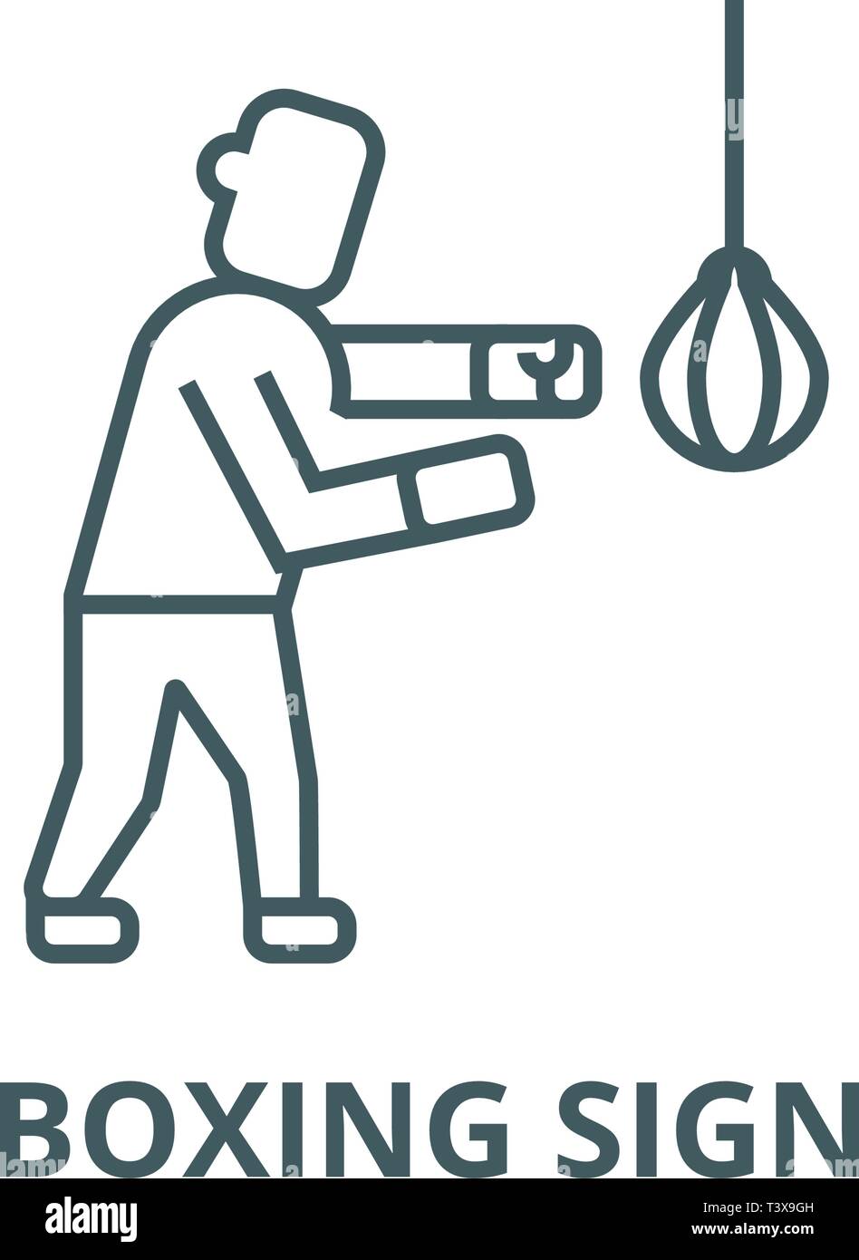 Boxing sign line icon, vector. Boxing sign outline sign, concept symbol ...