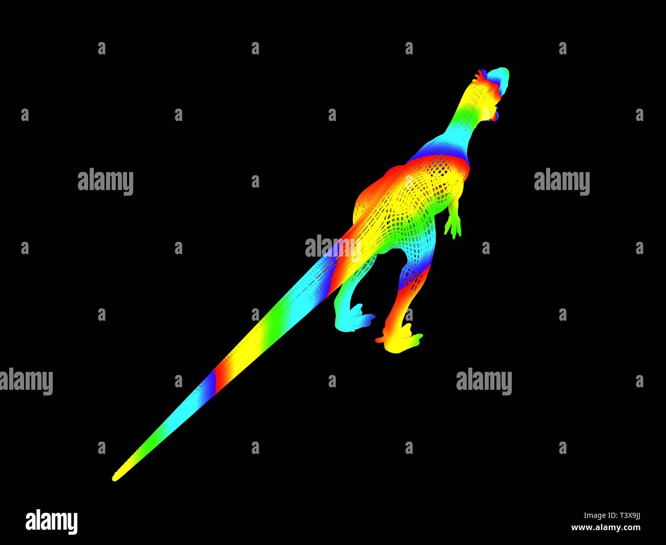 3d rendering of a colorful dino isolated on black background Stock ...