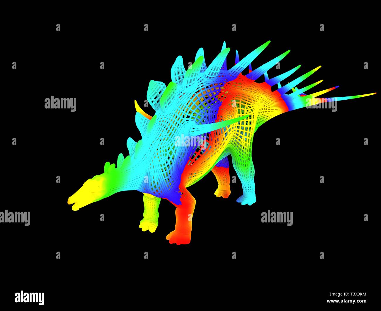 3d rendering of a colorful dino isolated on black background Stock ...