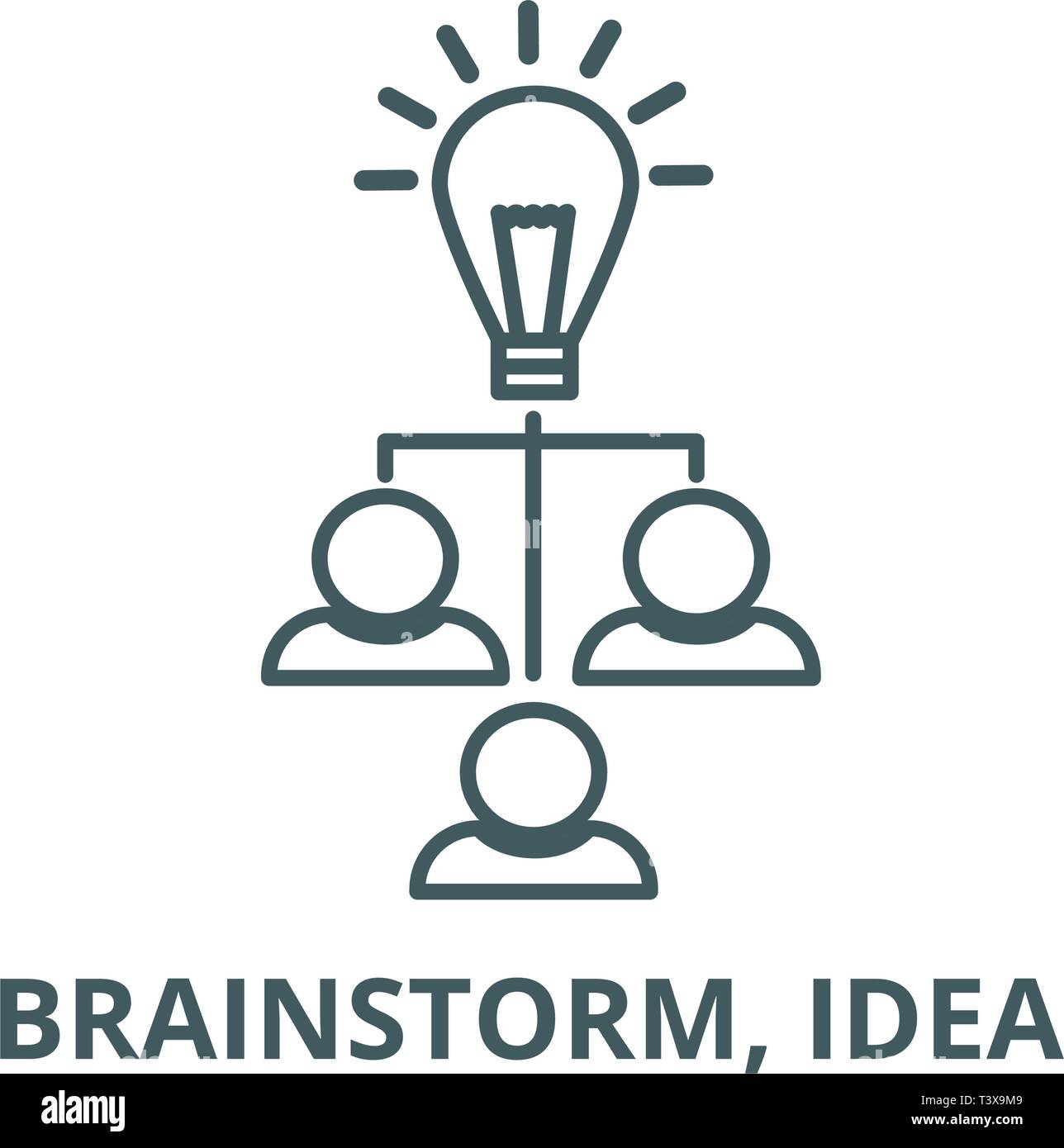Brainstorm, idea line icon, vector. Brainstorm, idea outline sign ...