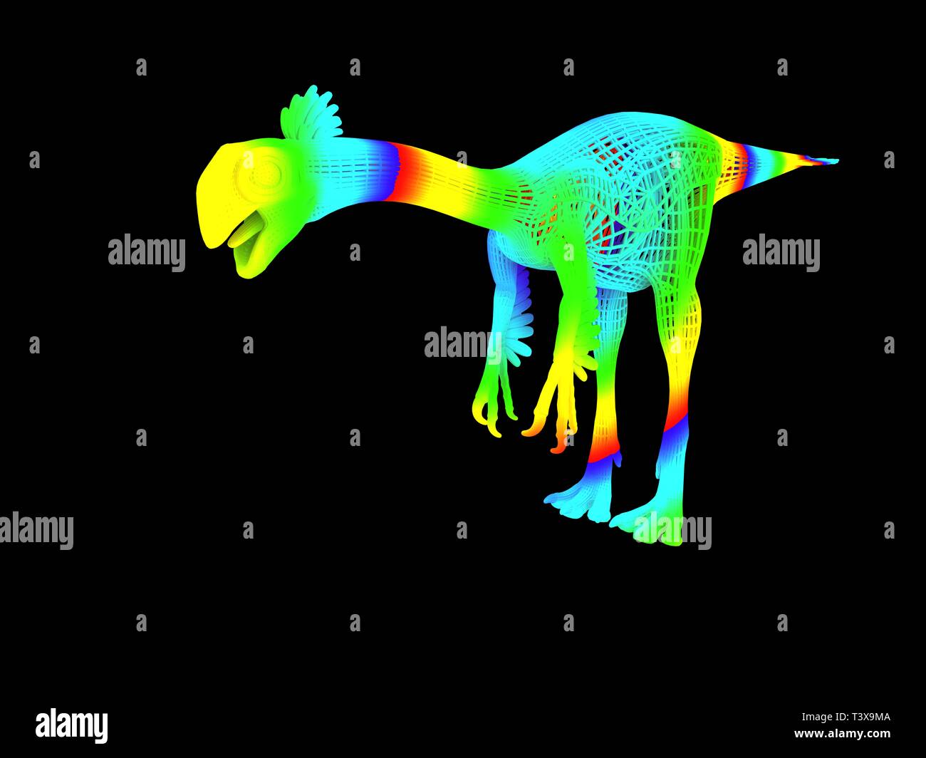 3d rendering of a colorful dino isolated on black background Stock ...