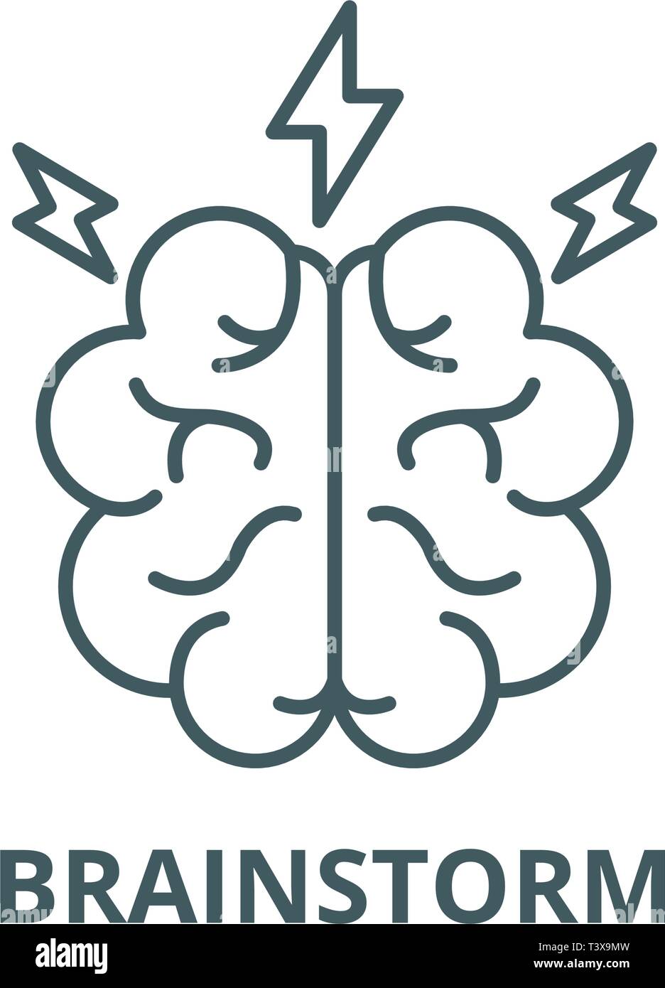 Brainstorm line icon, vector. Brainstorm outline sign, concept symbol ...