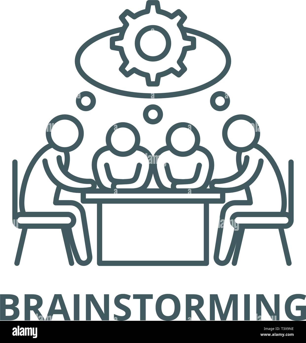 Brainstorming line icon, vector. Brainstorming outline sign, concept ...