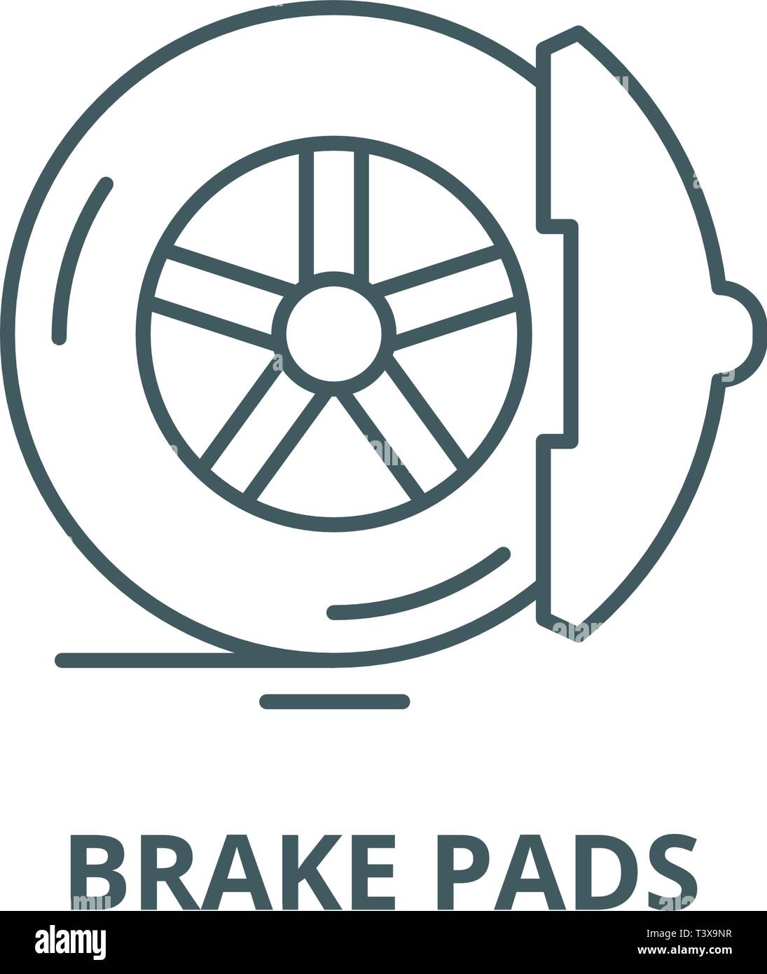 Brake pads line icon, vector. Brake pads outline sign, concept symbol ...