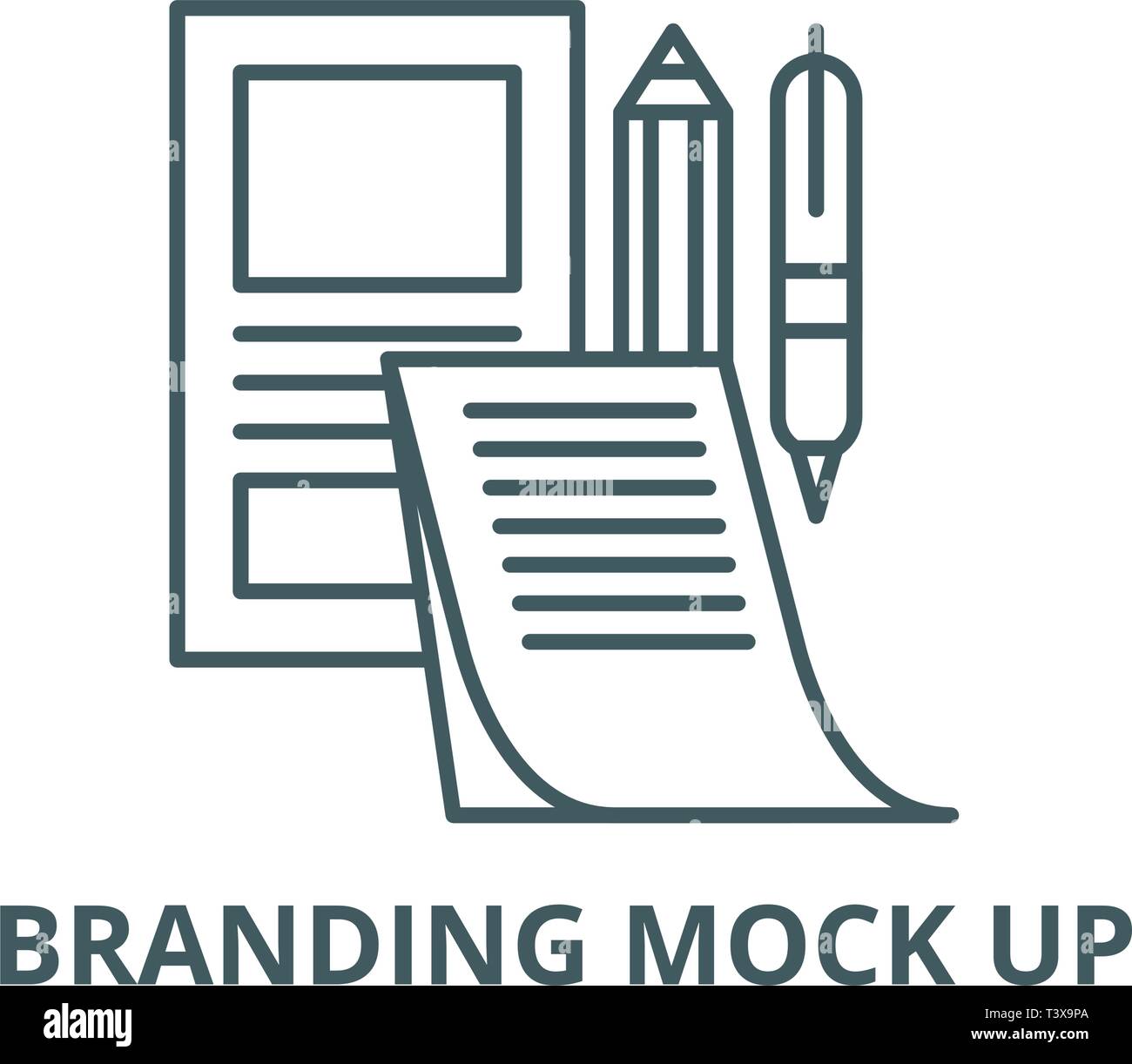 Branding mock up line icon, vector. Branding mock up outline sign ...