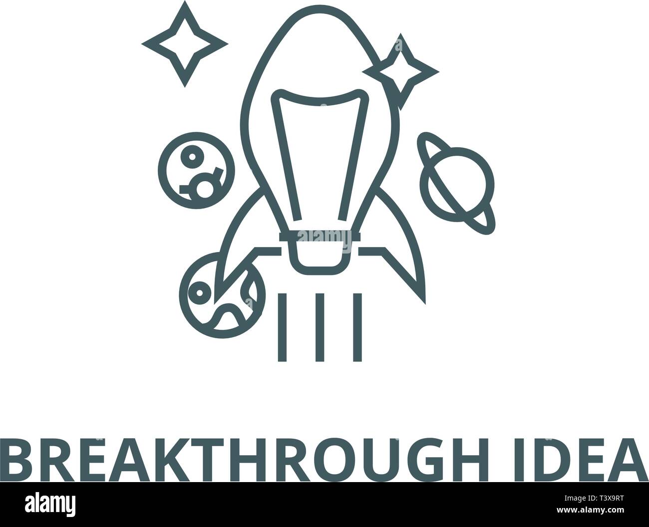 Breakthrough idea line icon, vector. Breakthrough idea outline sign ...