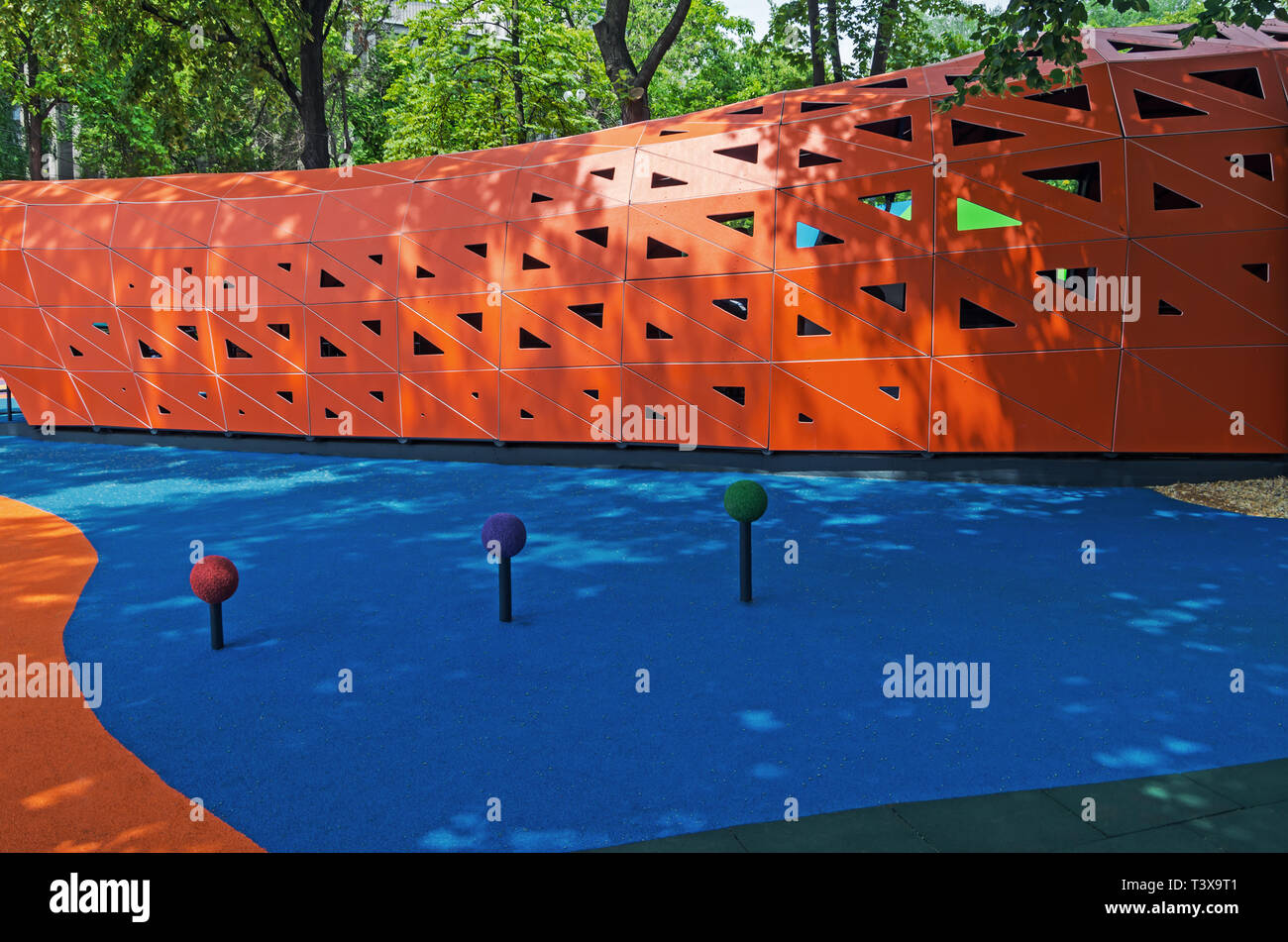 Abstract arrangement of a childish inclusive game park in a summer ...
