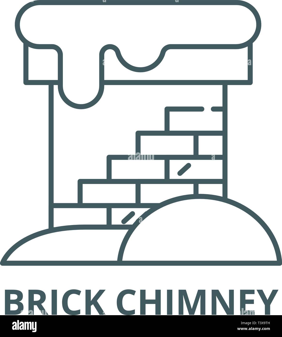 Brick chimney line icon, vector. Brick chimney outline sign, concept ...