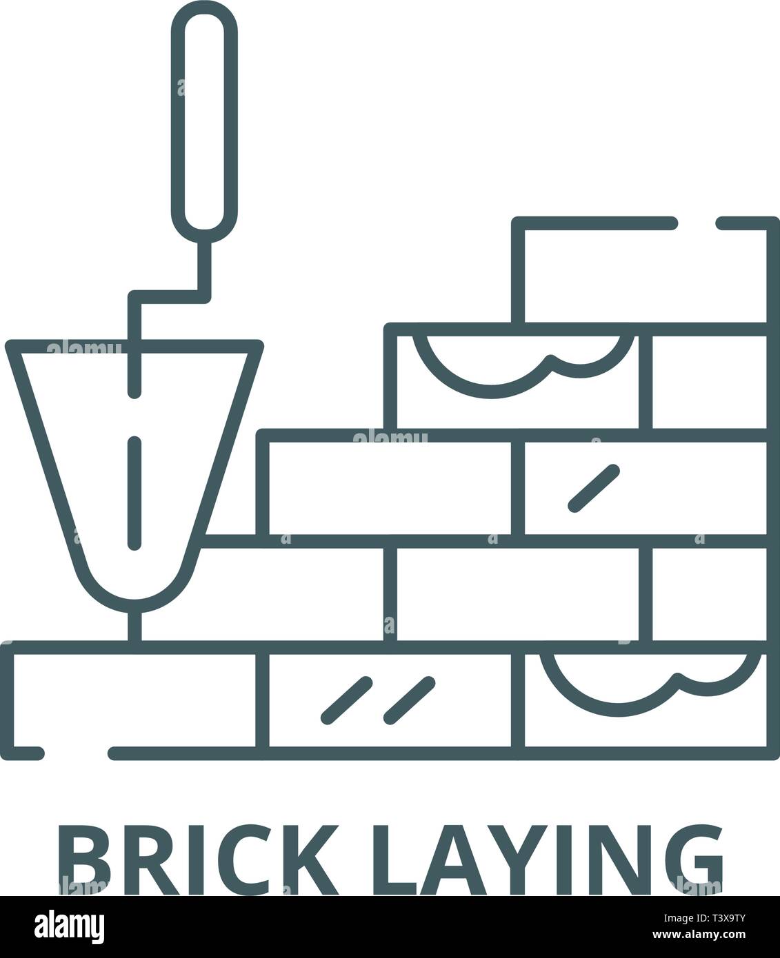 Brick laying line icon, vector. Brick laying outline sign, concept ...