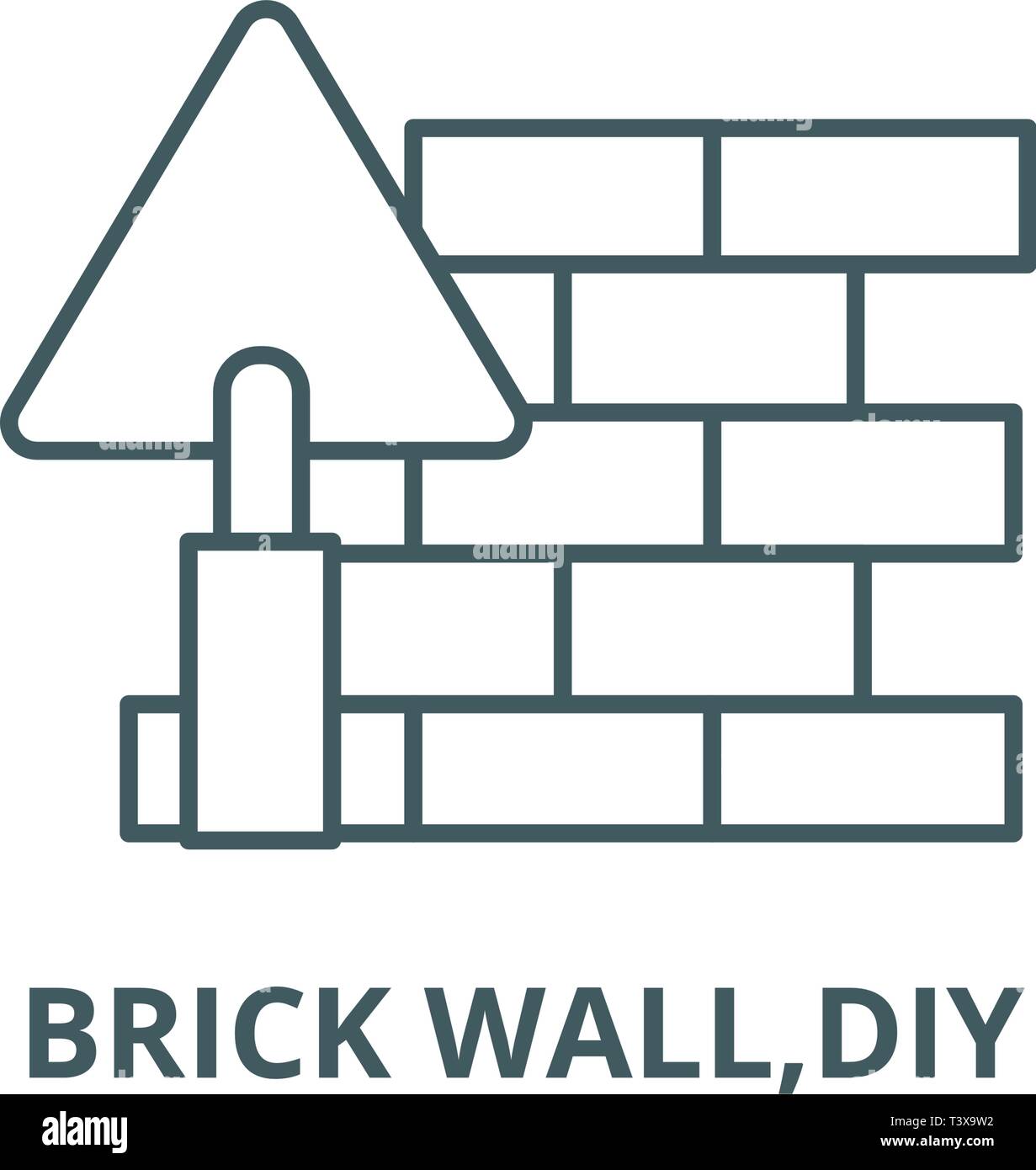 Brick wall,diy line icon, vector. Brick wall,diy outline sign, concept ...