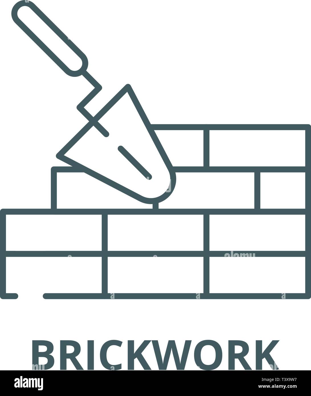 Brickwork line icon, vector. Brickwork outline sign, concept symbol ...