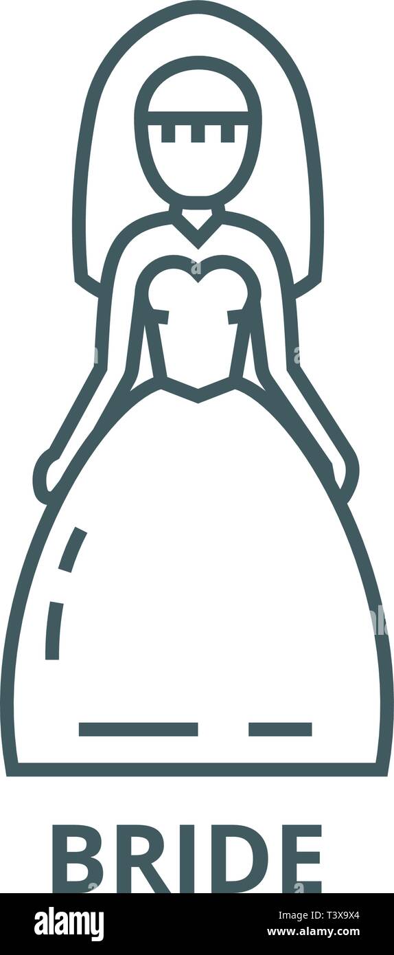 Bride sign line icon, vector. Bride sign outline sign, concept symbol ...