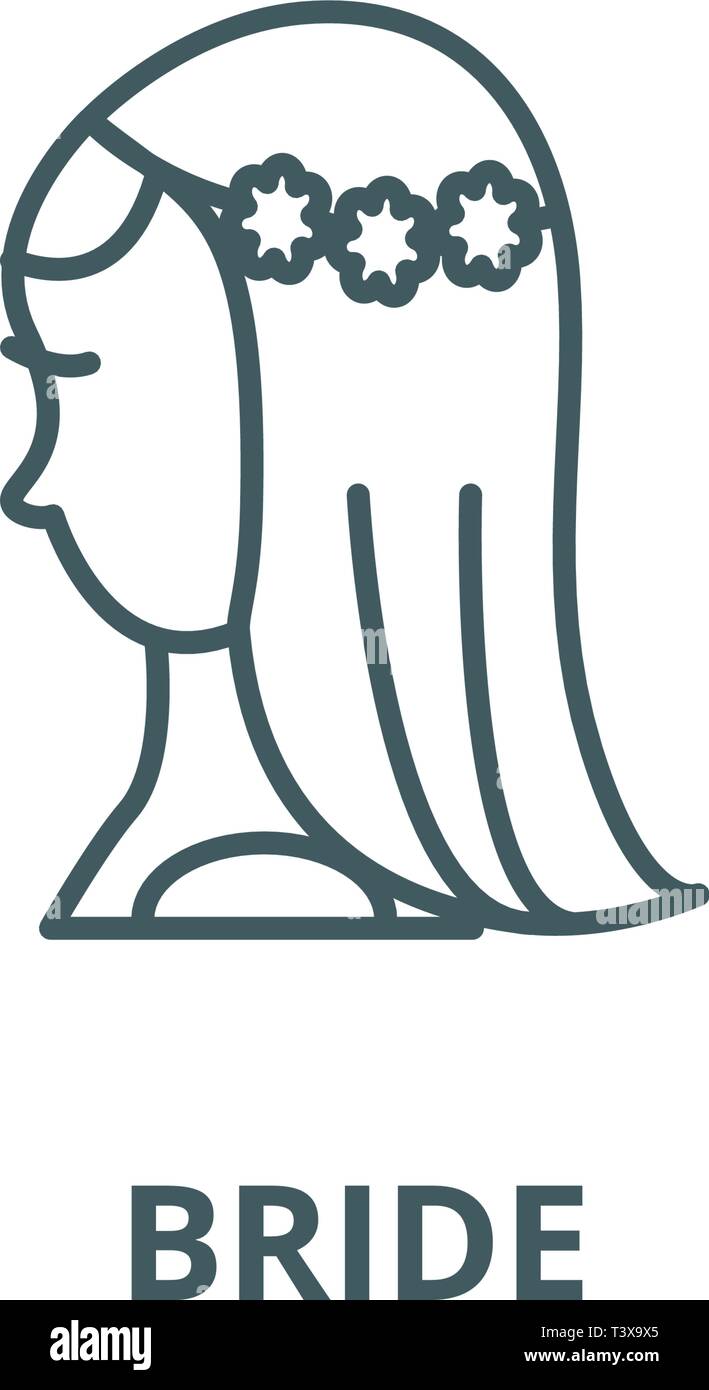 Bride line icon, vector. Bride outline sign, concept symbol, flat ...