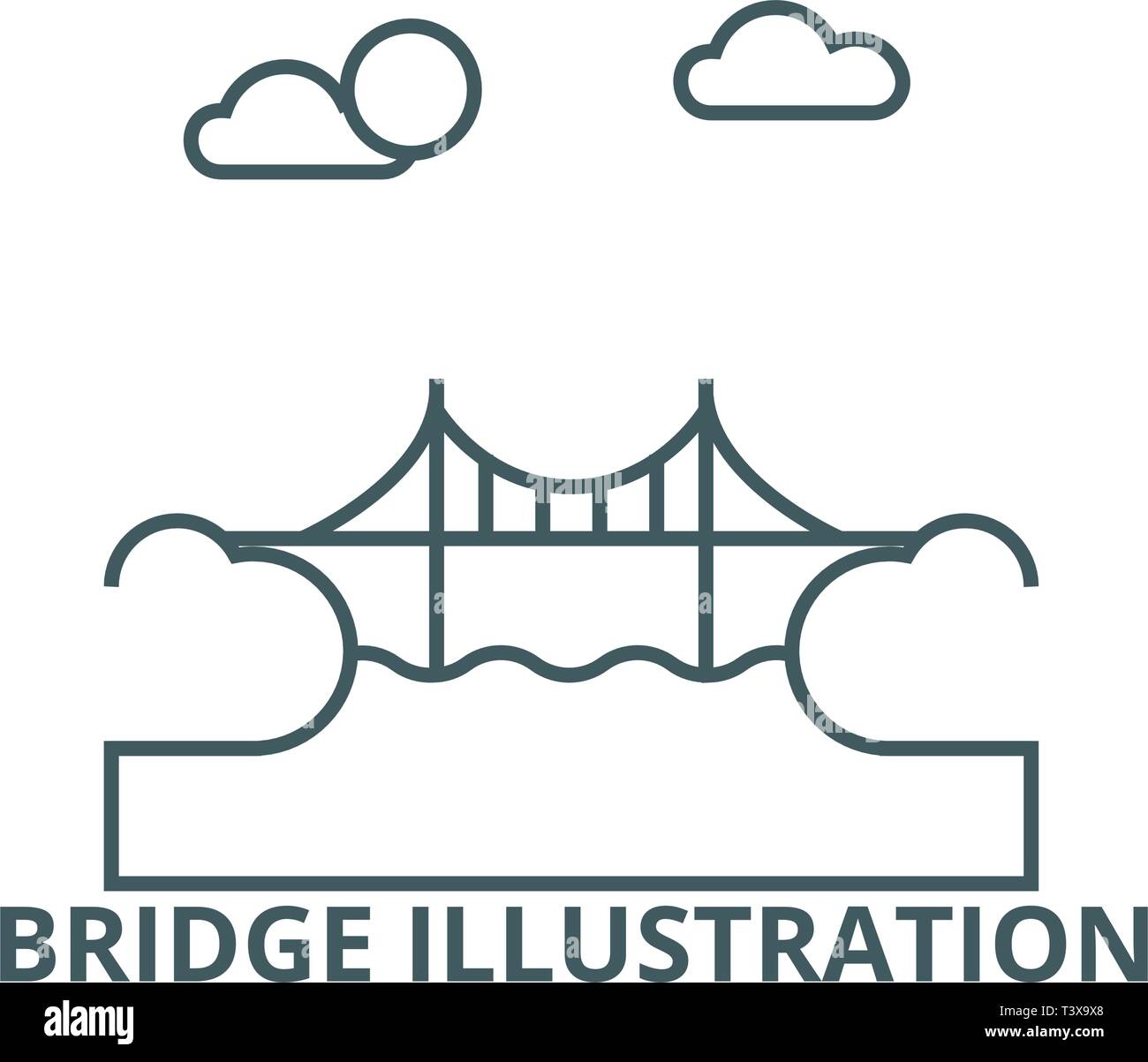 Bridge illustration line icon, vector. Bridge illustration outline sign ...