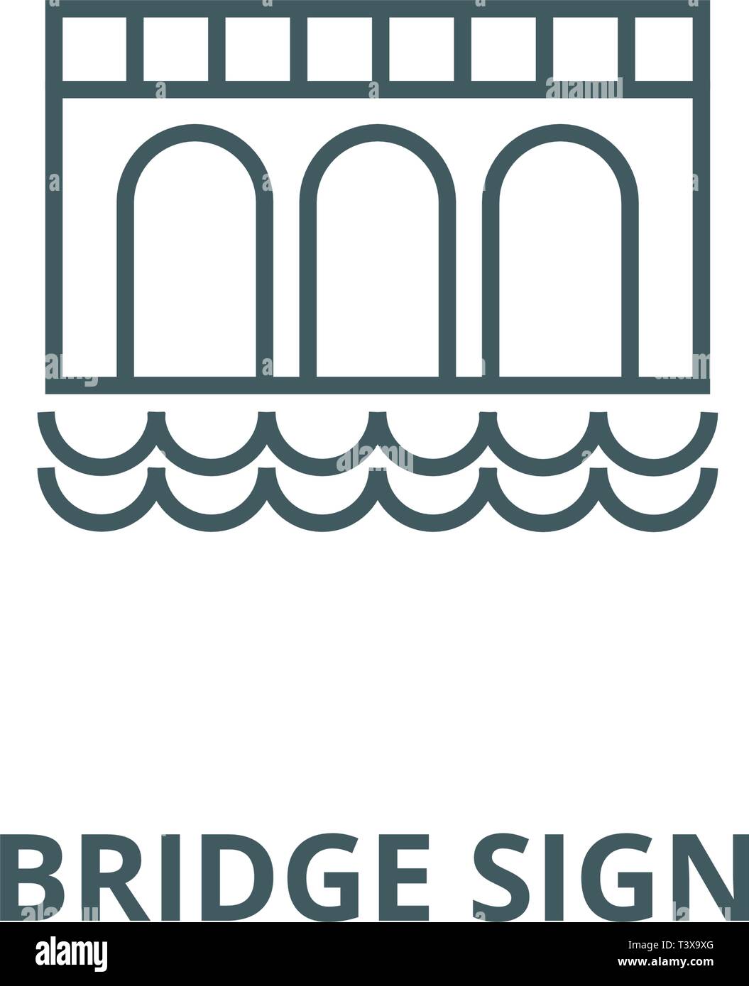 Bridge sign line icon, vector. Bridge sign outline sign, concept symbol ...