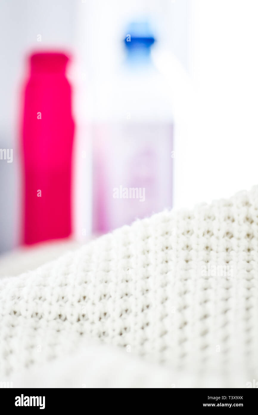 Housekeeping, fabric textures and handmade knitwear concept - Warm ...