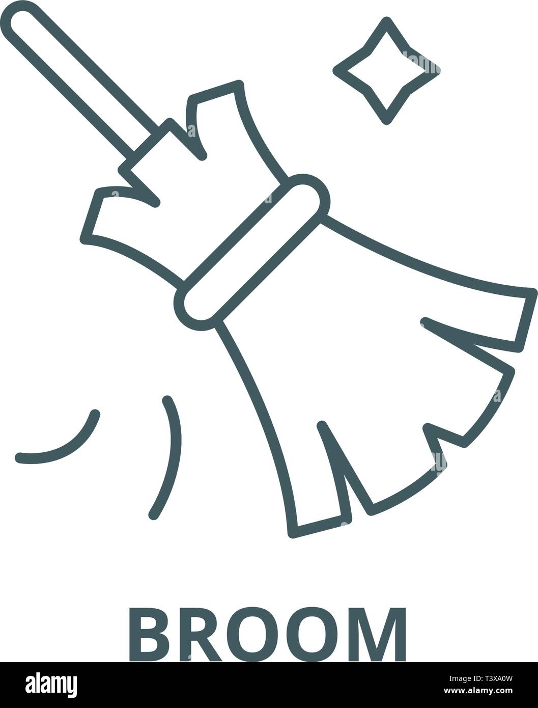 Broom line icon, vector. Broom outline sign, concept symbol, flat ...