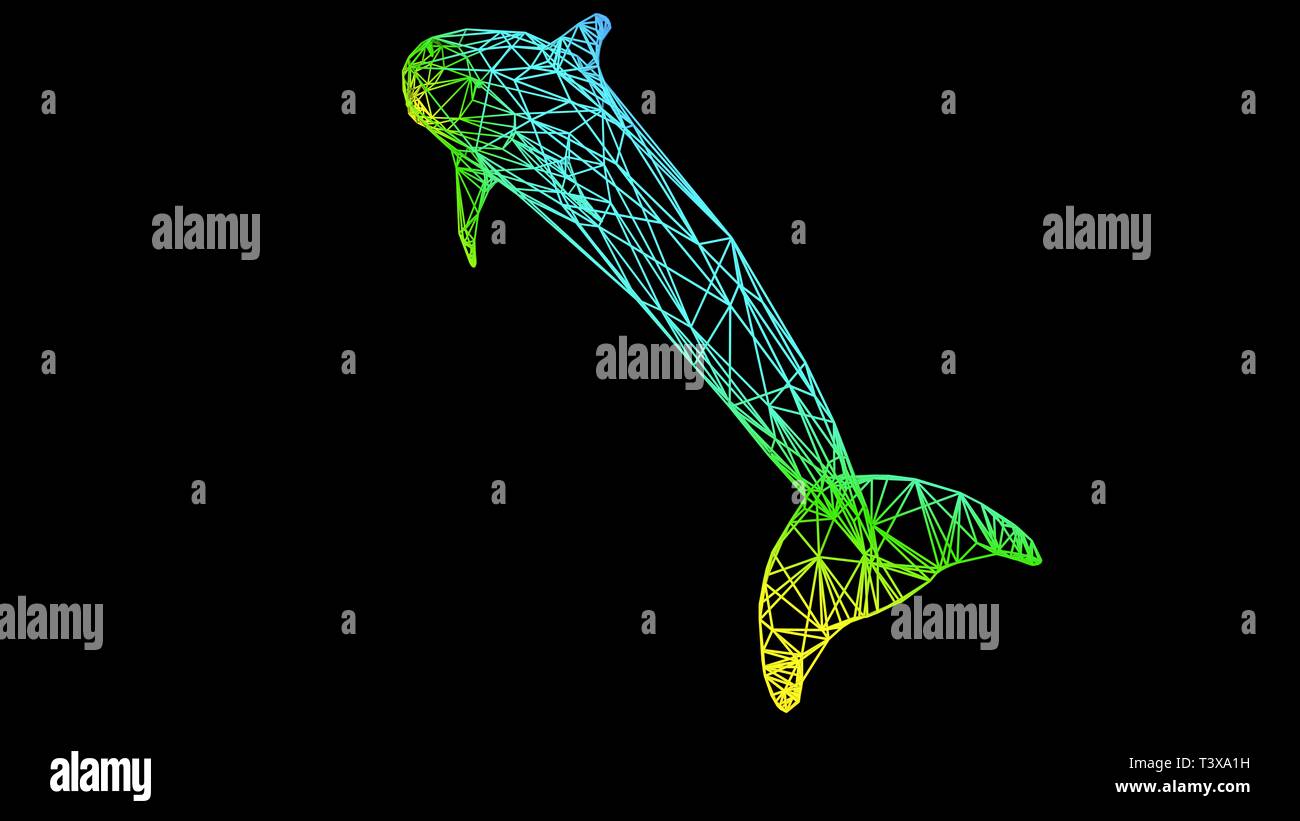 3d rendering of an artistic object made with colorful rope lines ...