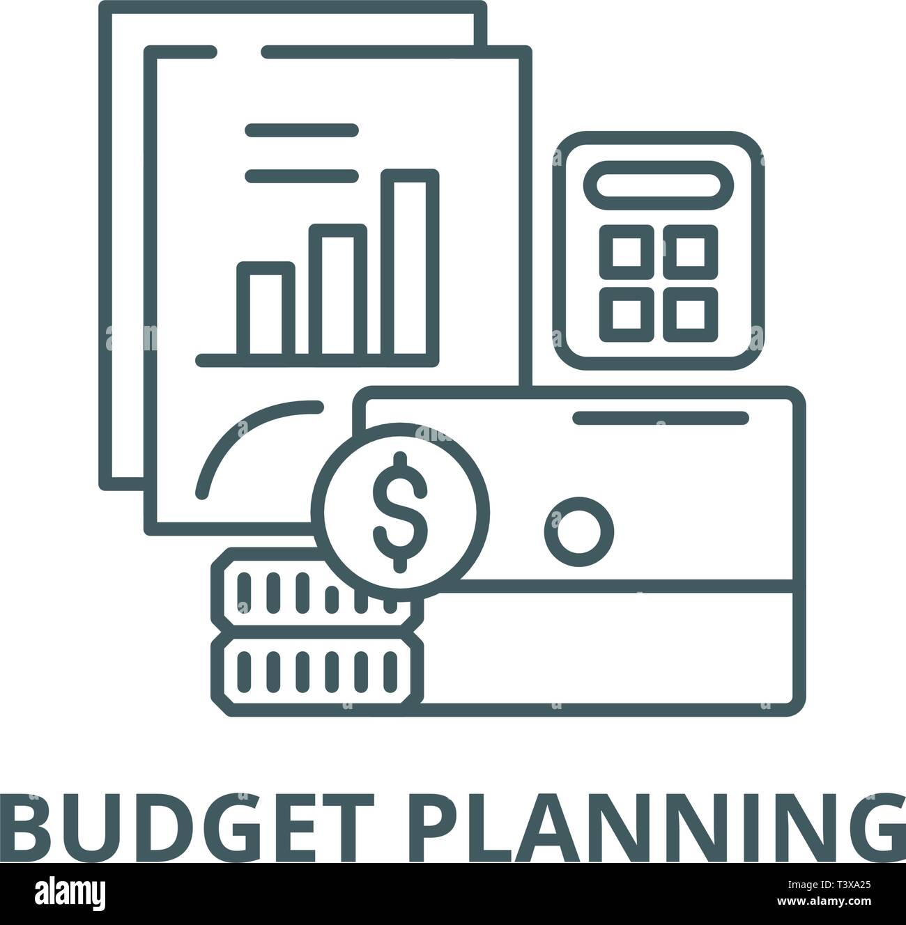 Budget planning line icon, vector. Budget planning outline sign ...