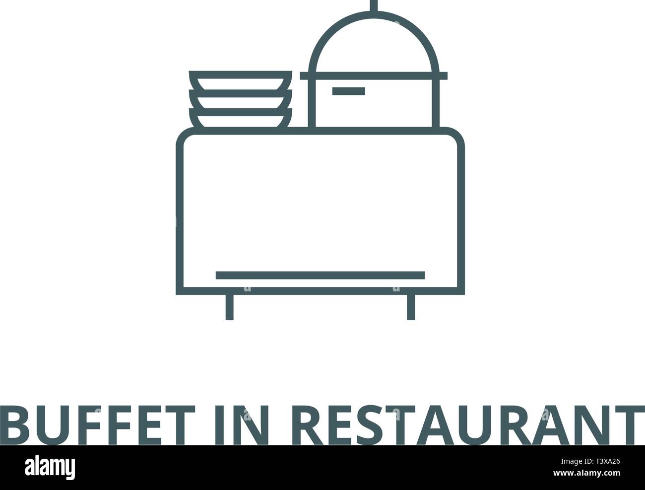 Buffet in restaurant line icon, vector. Buffet in restaurant outline ...