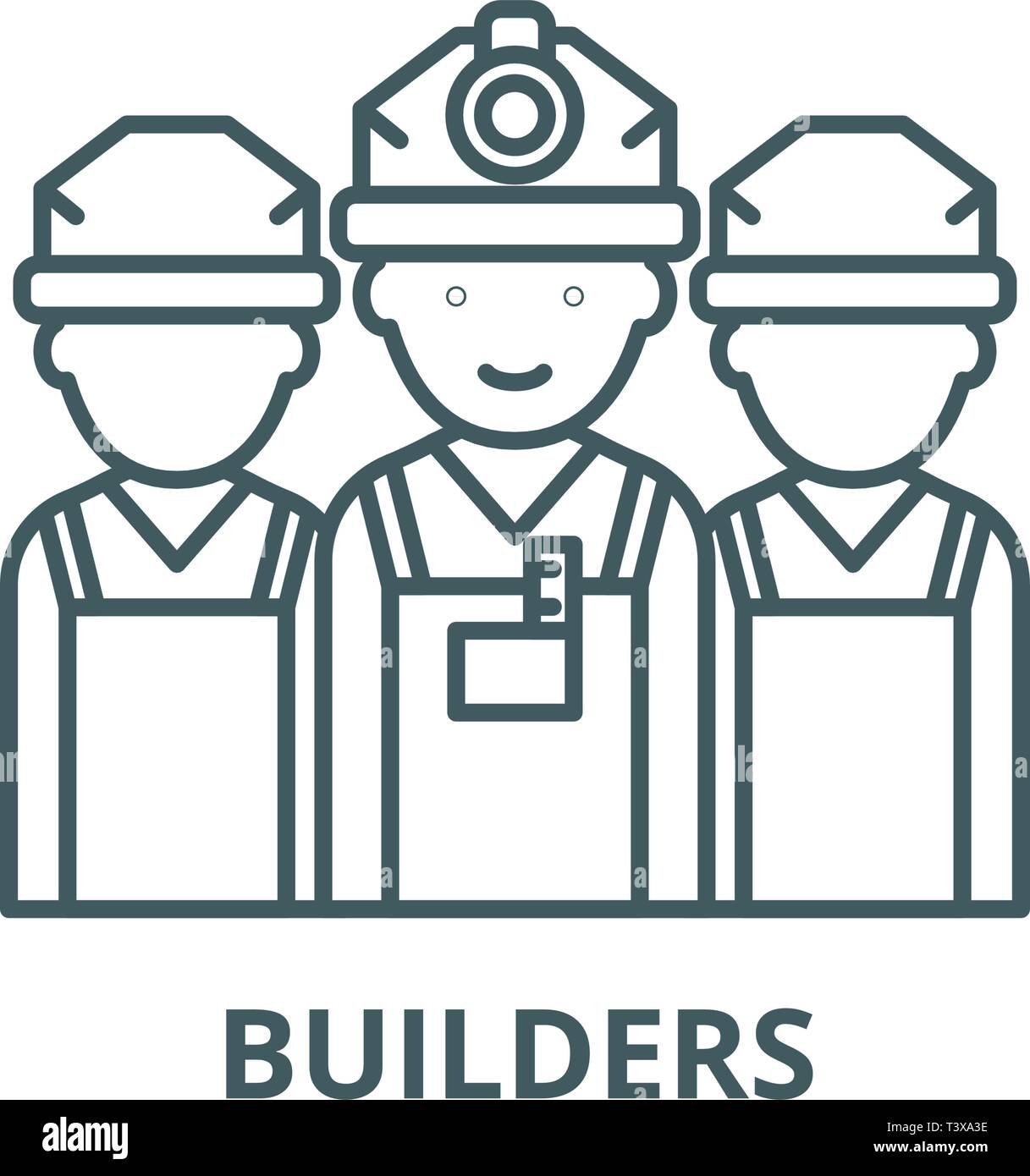 Builders line icon, vector. Builders outline sign, concept symbol, flat ...