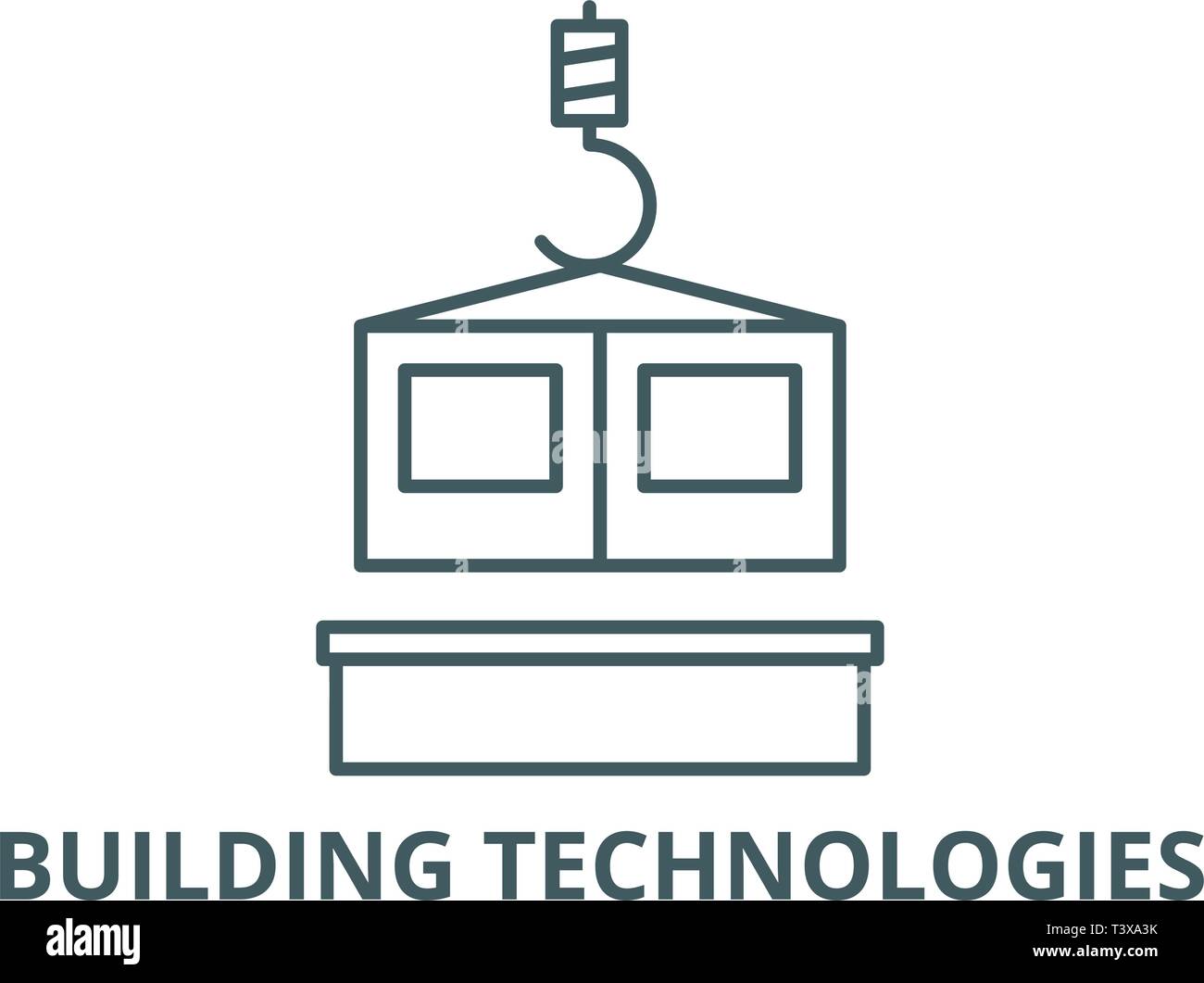 Building technologies line icon, vector. Building technologies outline ...