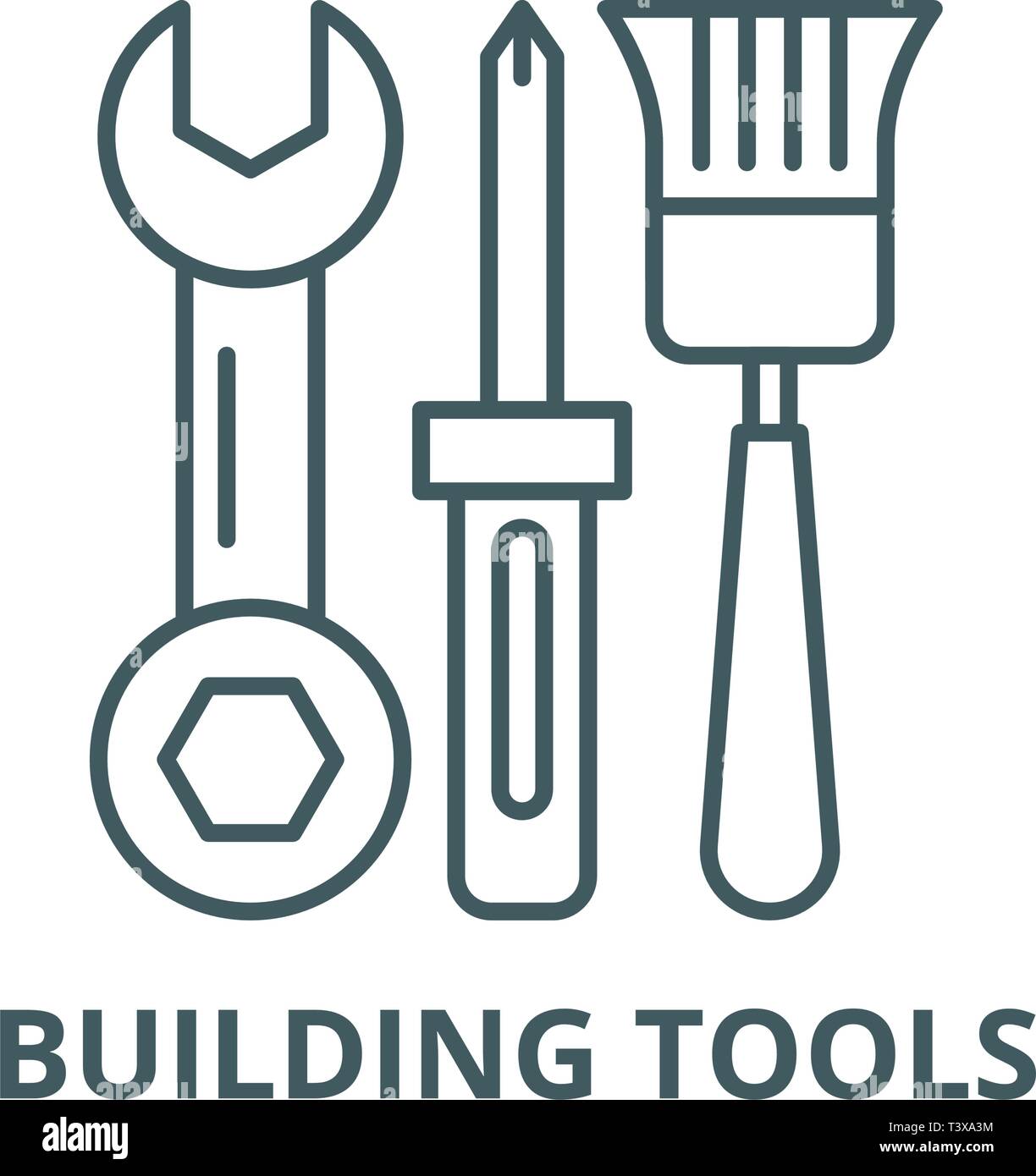 Building tools line icon, vector. Building tools outline sign, concept ...