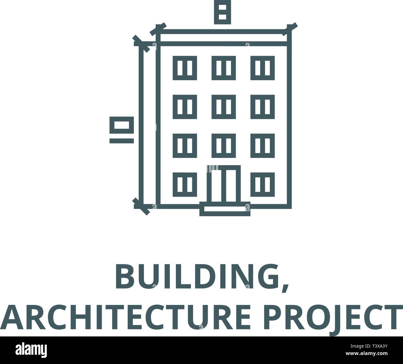 Building,architecture project line icon, vector. Building,architecture ...