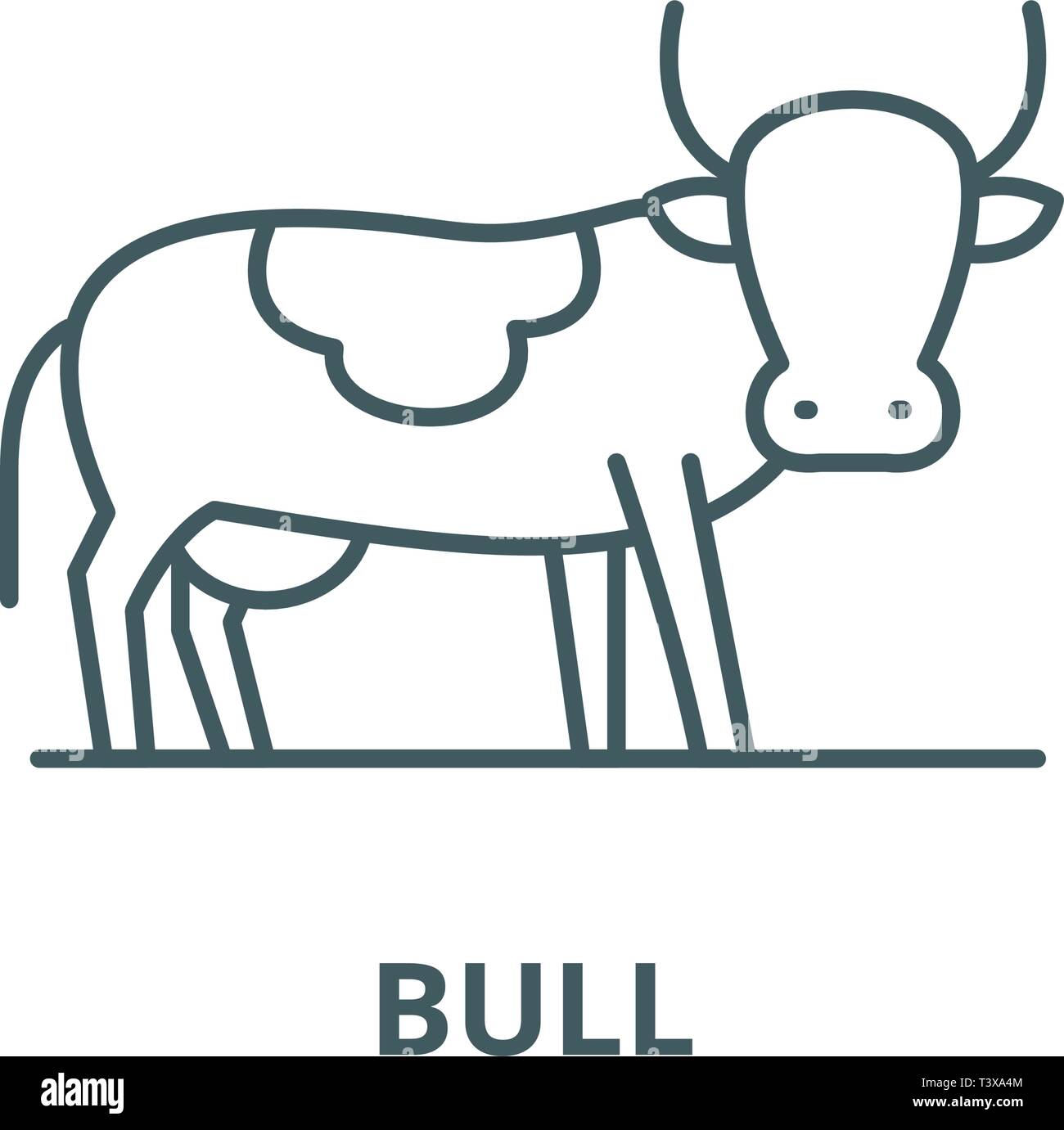 Bull line icon, vector. Bull outline sign, concept symbol, flat ...