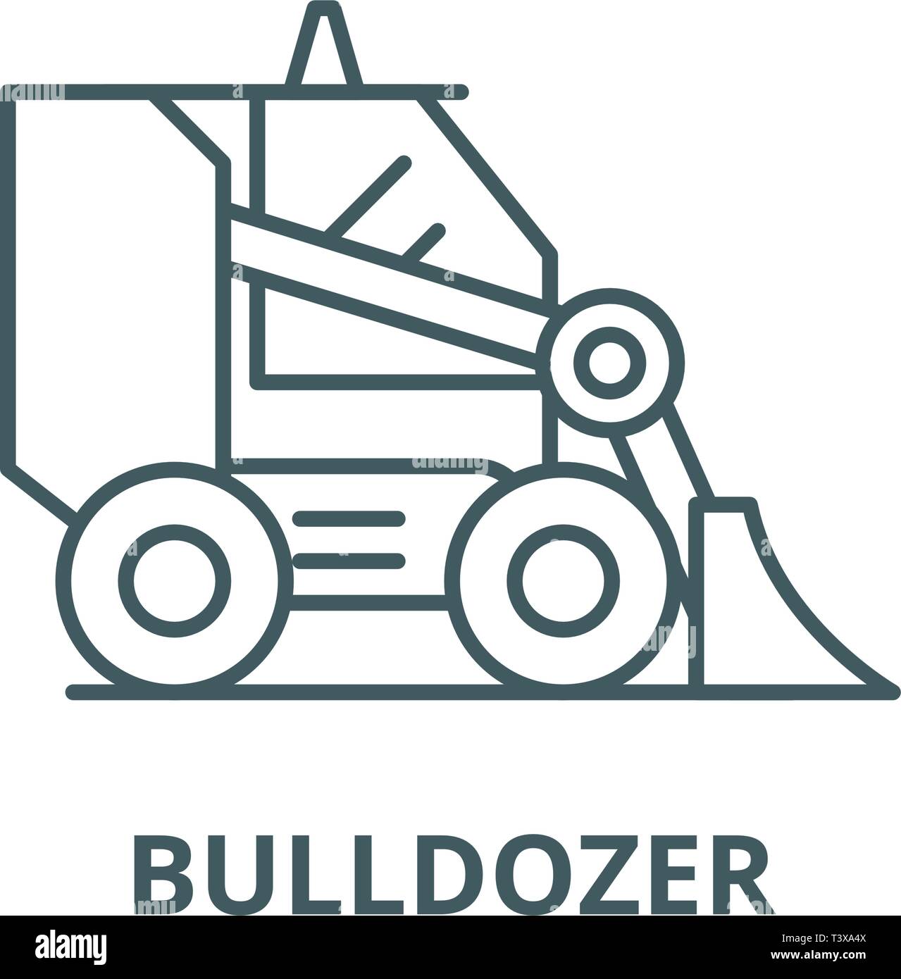 Bulldozer line icon, vector. Bulldozer outline sign, concept symbol ...