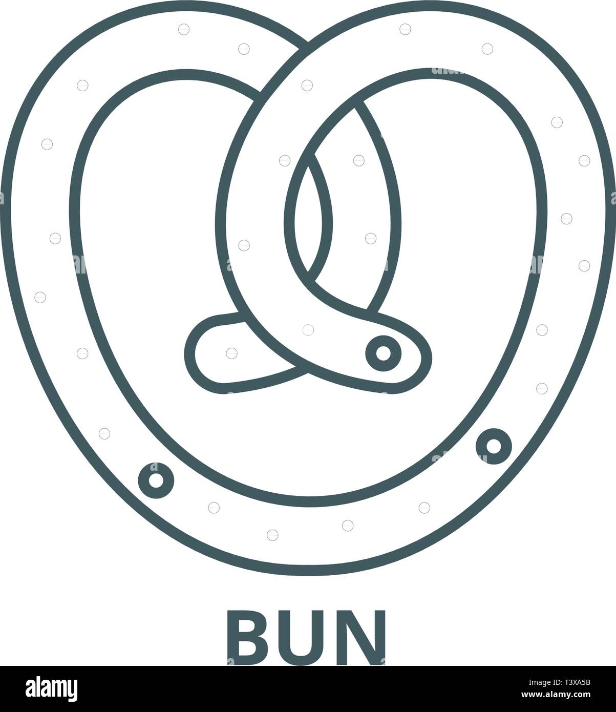 Bun line icon, vector. Bun outline sign, concept symbol, flat ...