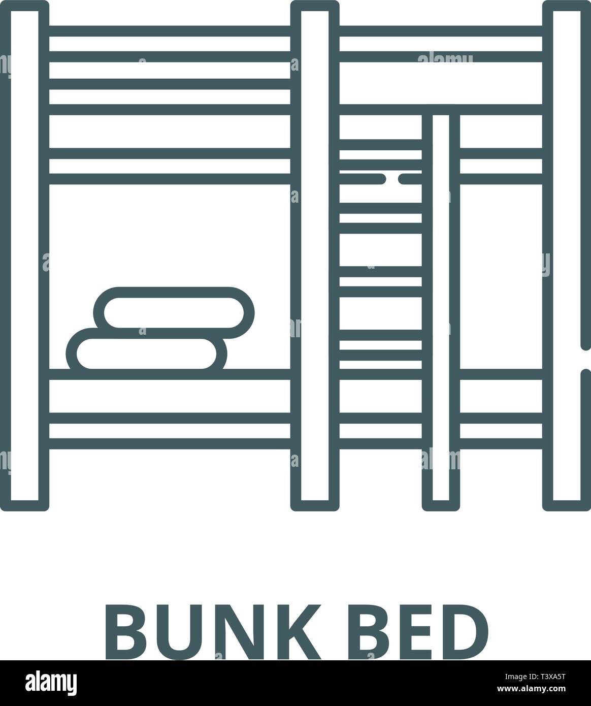 Bunk bed line icon, vector. Bunk bed outline sign, concept symbol, flat ...