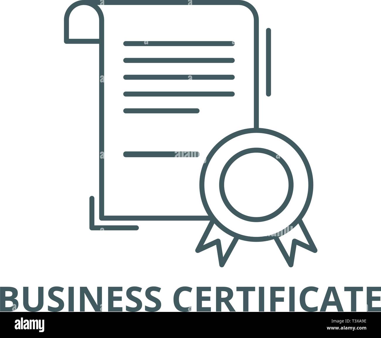 Business certificate line icon, vector. Business certificate outline ...