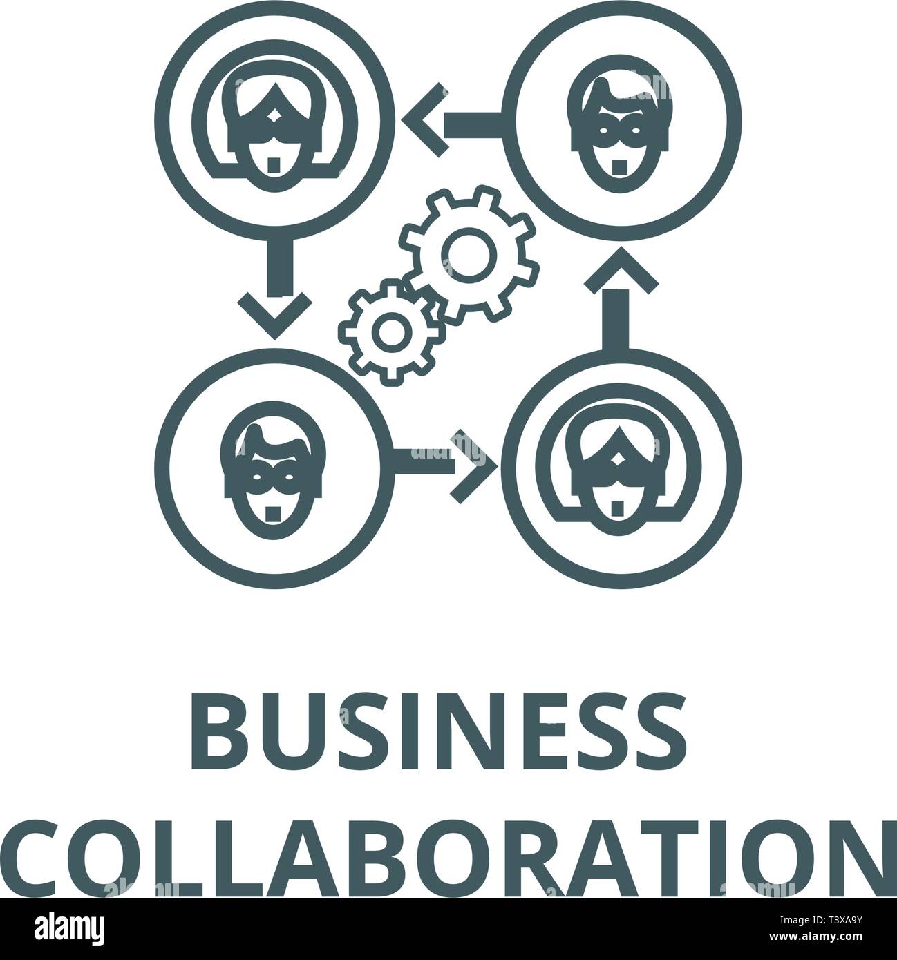 Business collaboration line icon, vector. Business collaboration ...