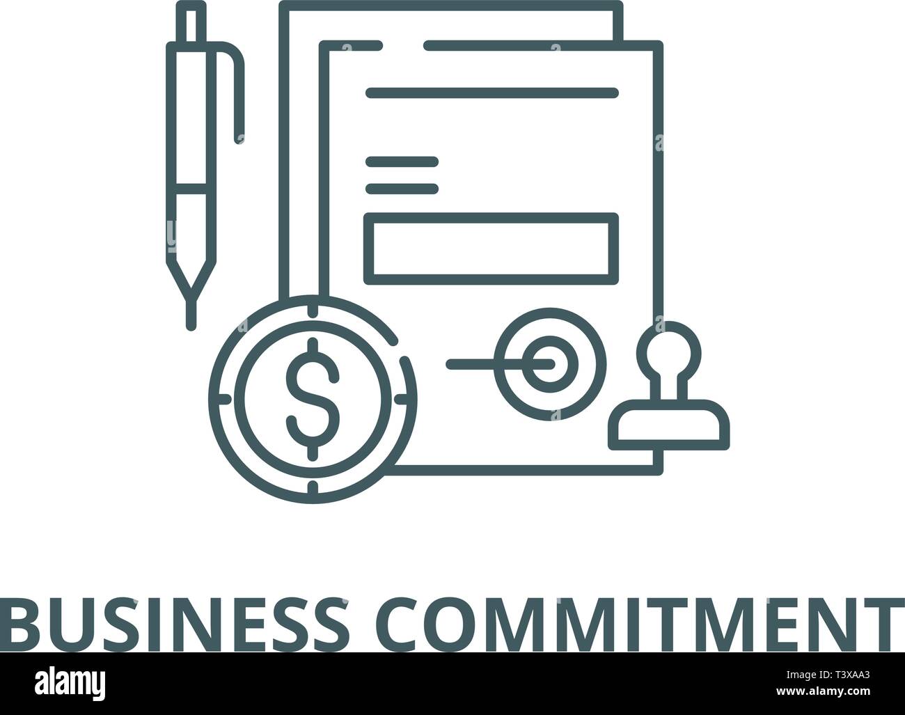 Business commitment line icon, vector. Business commitment outline sign ...