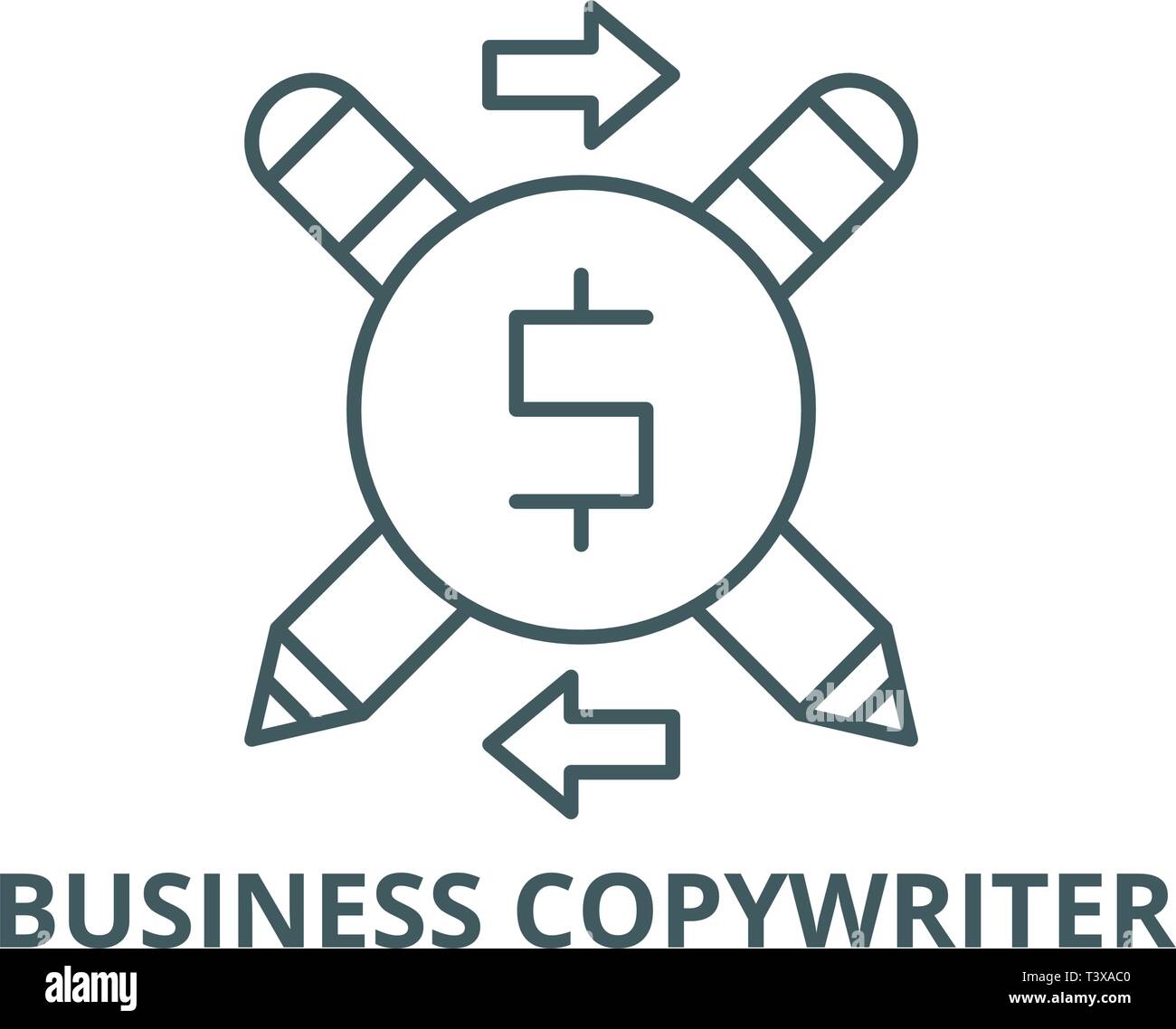 Business copywriter line icon, vector. Business copywriter outline sign ...
