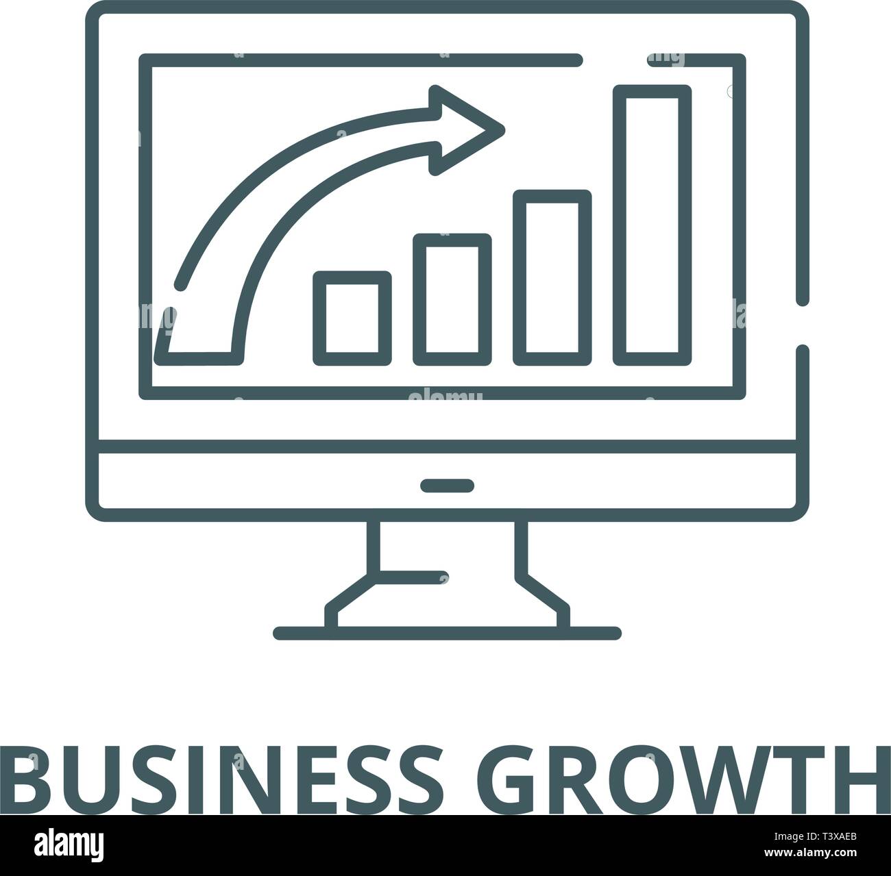Business growth line icon, vector. Business growth outline sign ...