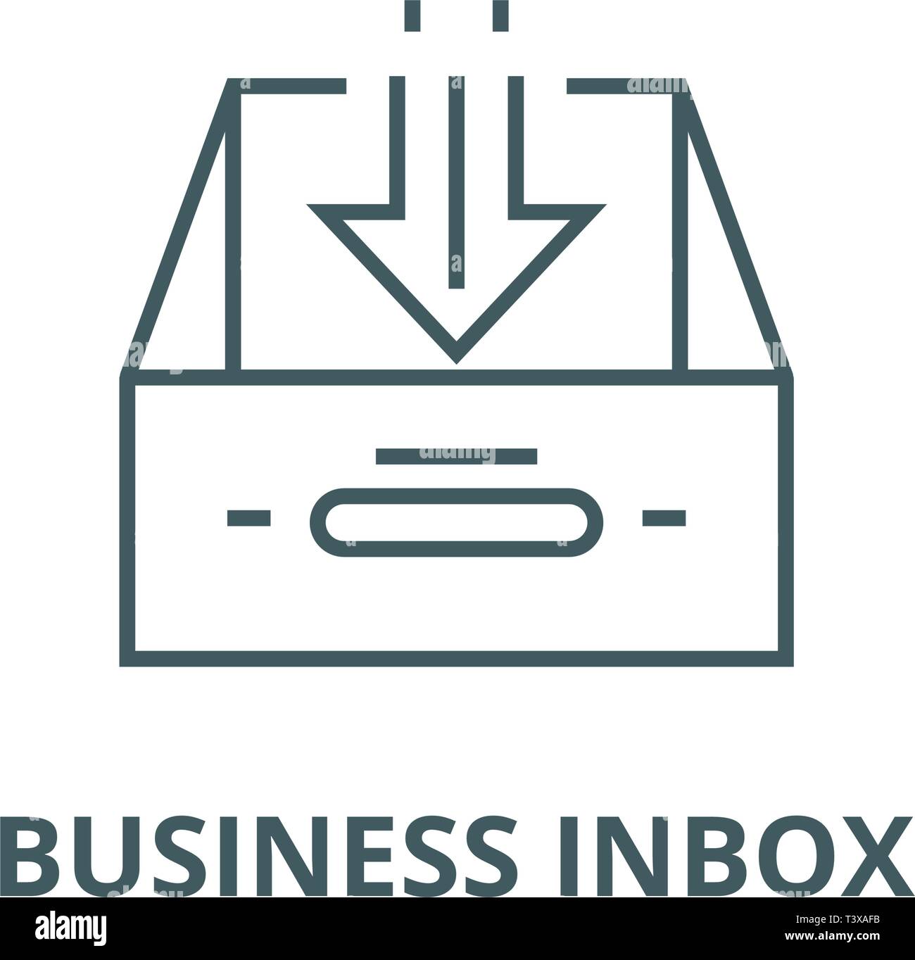 Business inbox line icon, vector. Business inbox outline sign, concept ...