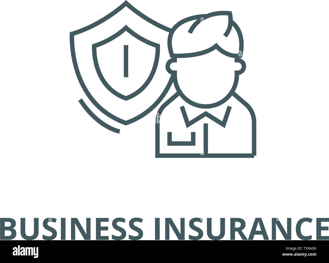 Business insurance line icon, vector. Business insurance outline sign ...