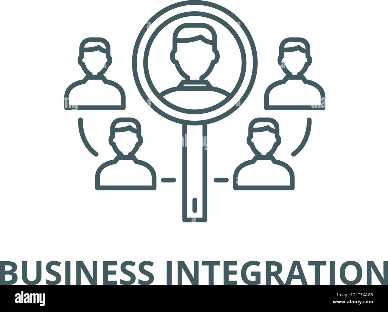 Business integration line icon, vector. Business integration outline ...