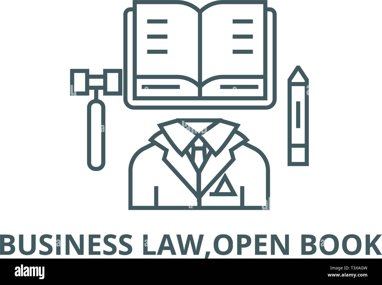 Business law,open book line icon, vector. Business law,open book ...