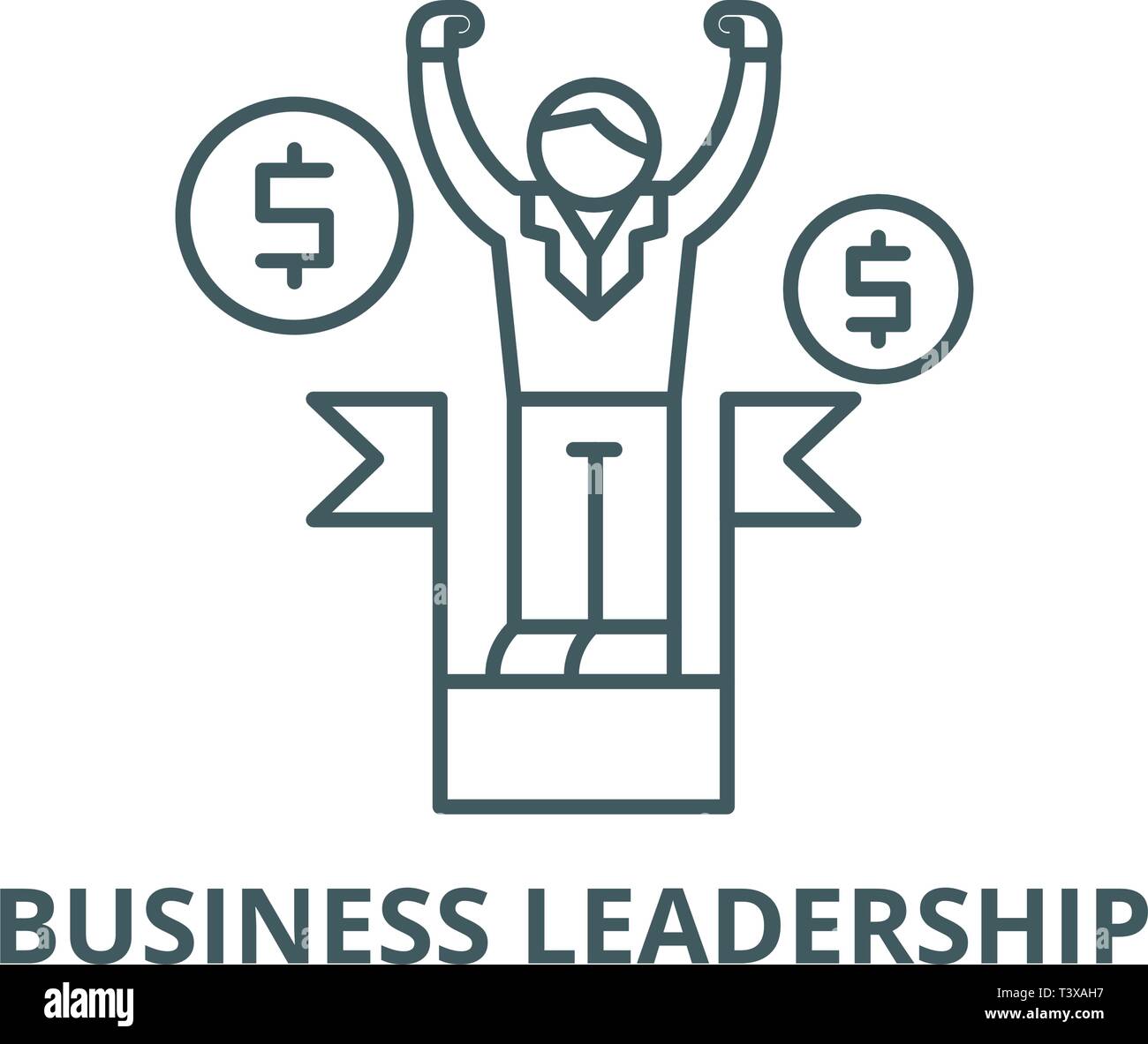 Business leadership line icon, vector. Business leadership outline sign ...