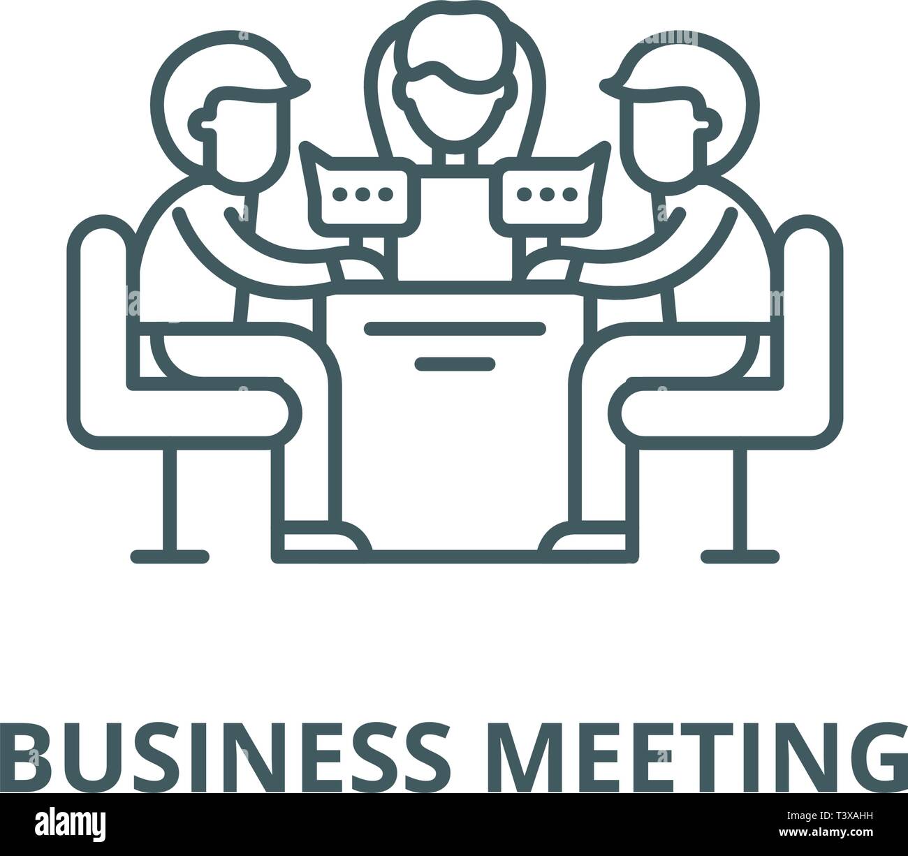 Business meeting line icon, vector. Business meeting outline sign ...