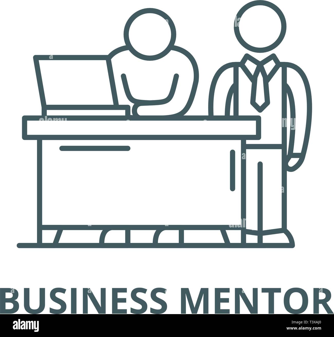 Business mentor line icon, vector. Business mentor outline sign ...