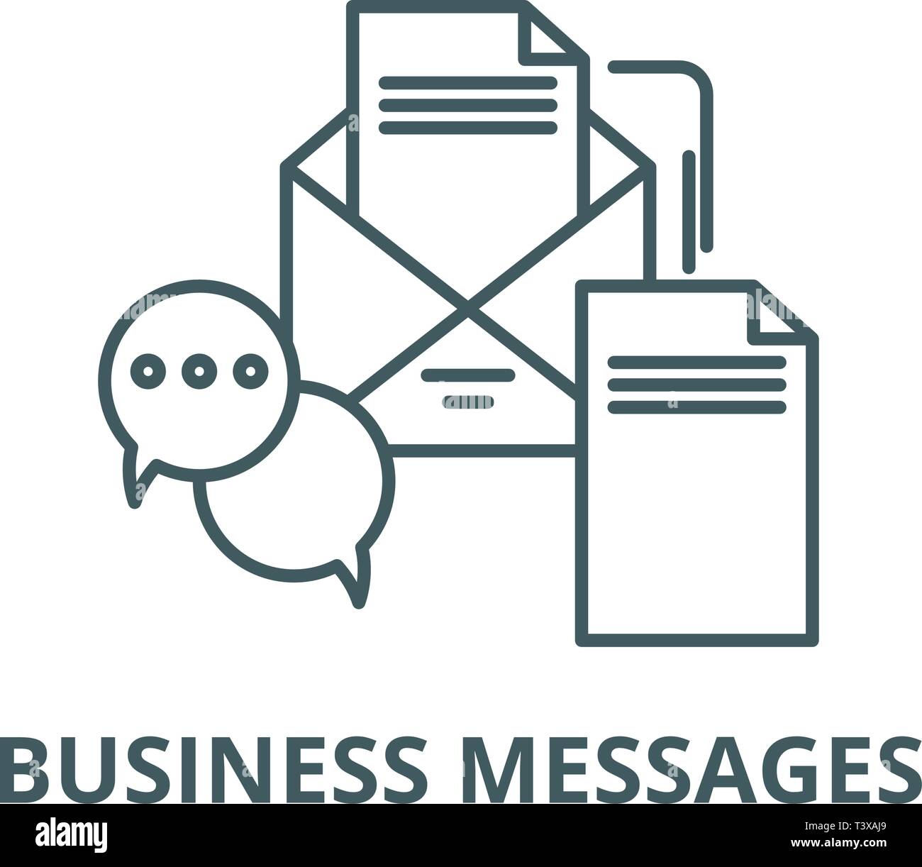 Business messages line icon, vector. Business messages outline sign ...