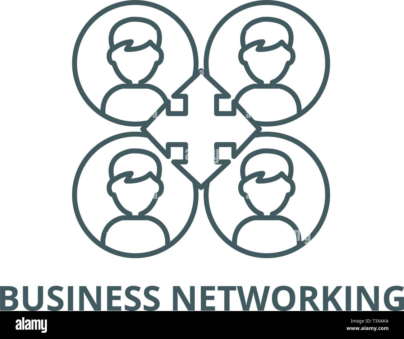 Business networking line icon, vector. Business networking outline sign, concept symbol, flat ...